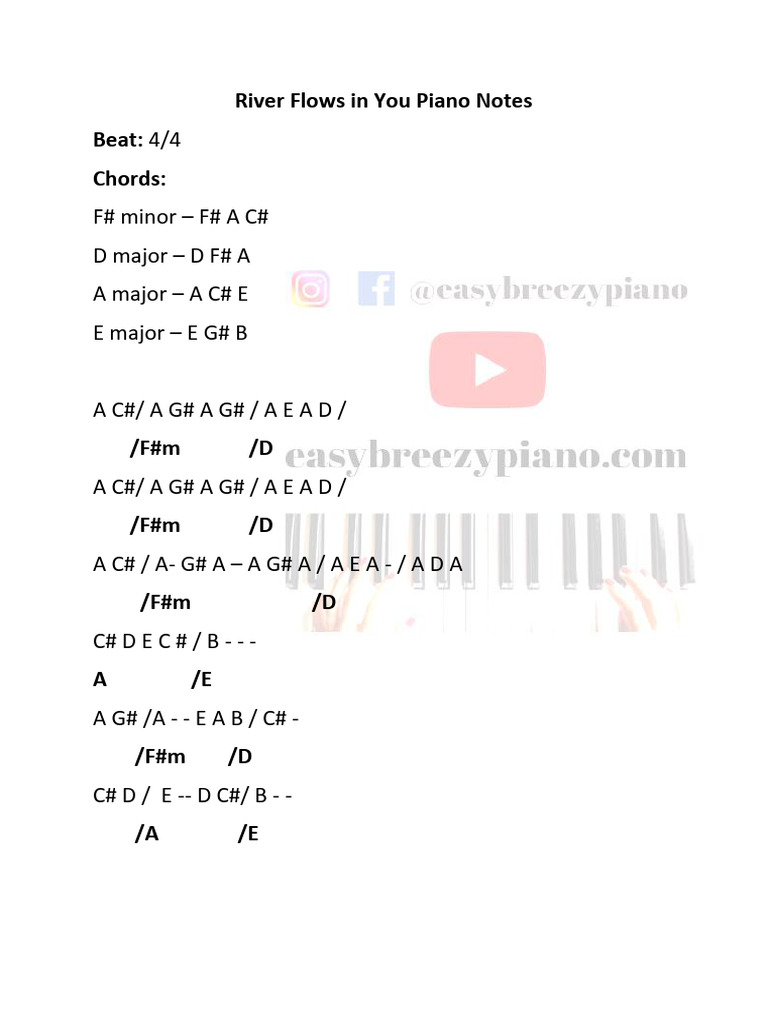 River Flows in You Piano Notes 1 | PDF