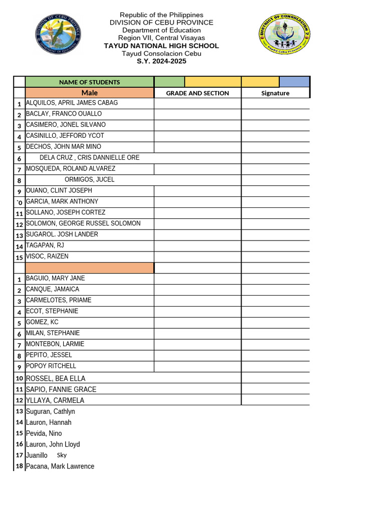11 IONITE Class List | PDF
