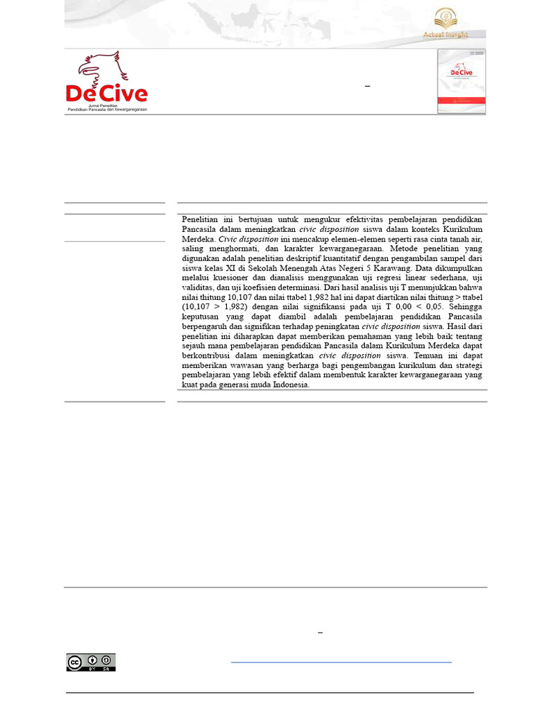 Efektivitas Pembelajaran Pendidikan Pancasila Dalam Meningkatkan Civic ...