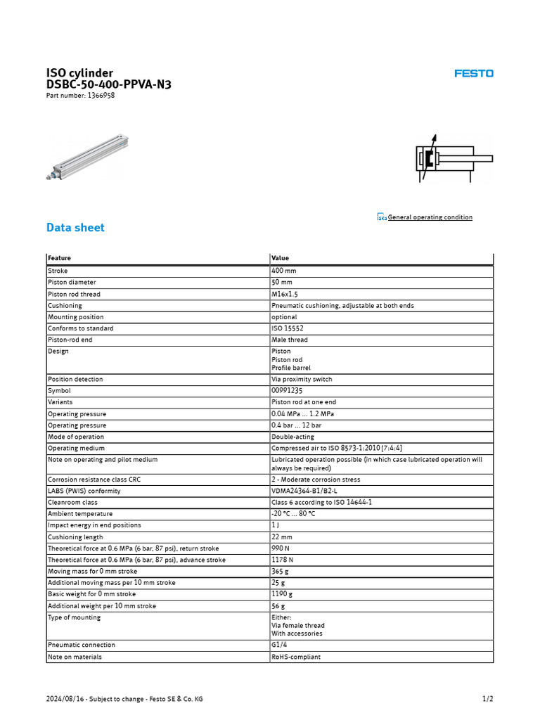 Datasheet | PDF | Piston | Pascal (Unit)
