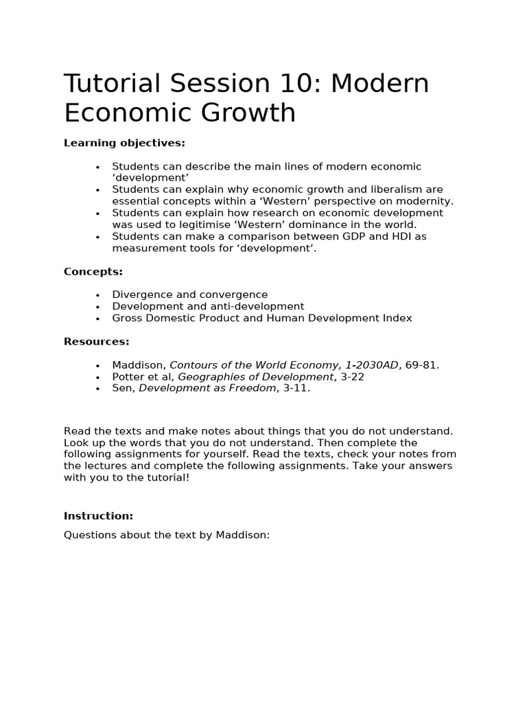 Tutorial Session 10 | PDF | Economic Growth | Gross Domestic Product