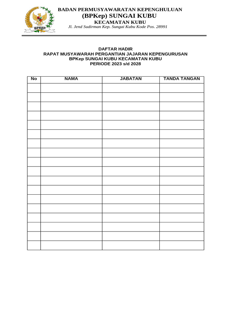 Pergantian Jajaran BPKep Sungai Kubu | PDF