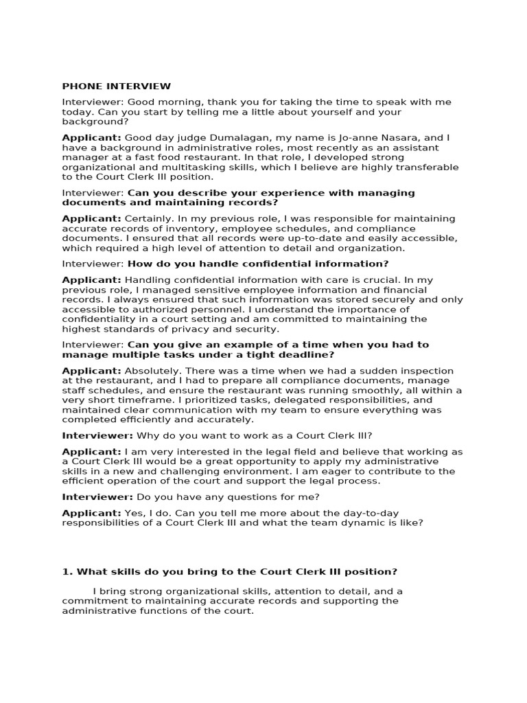 Court Clerk Interview Insights | PDF | Courtroom