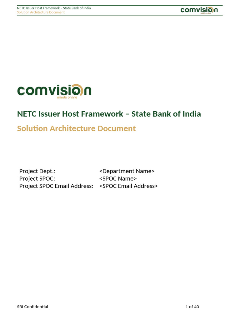 Solution Architecture Document - SBI | PDF | Toll Road | Banks