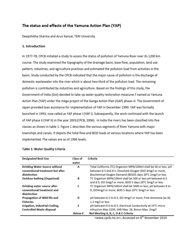 Yamuna Action Plan | PDF | Sewage Treatment | Sewage