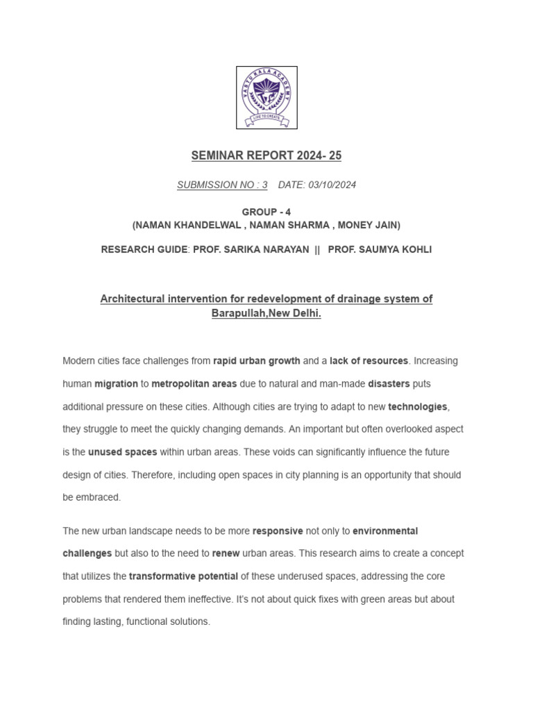 Seminar Report 2024 - 25 | PDF | Storm Drain | Canal