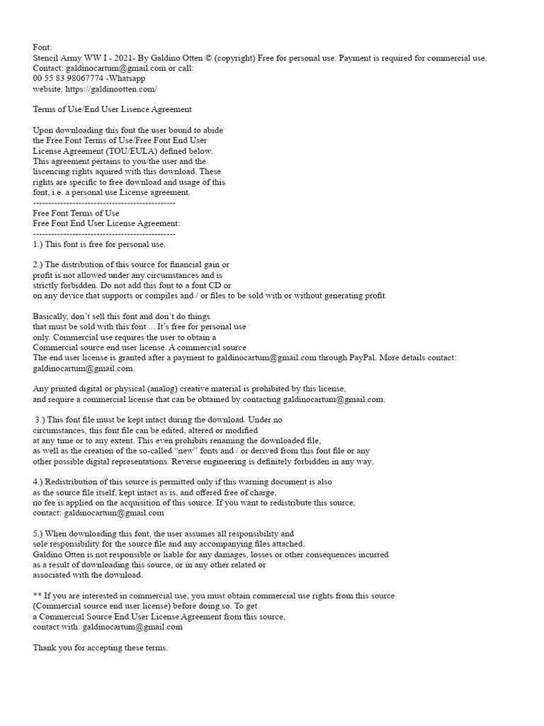 End User License Stencil Army WW I | PDF | License | Copyright Law