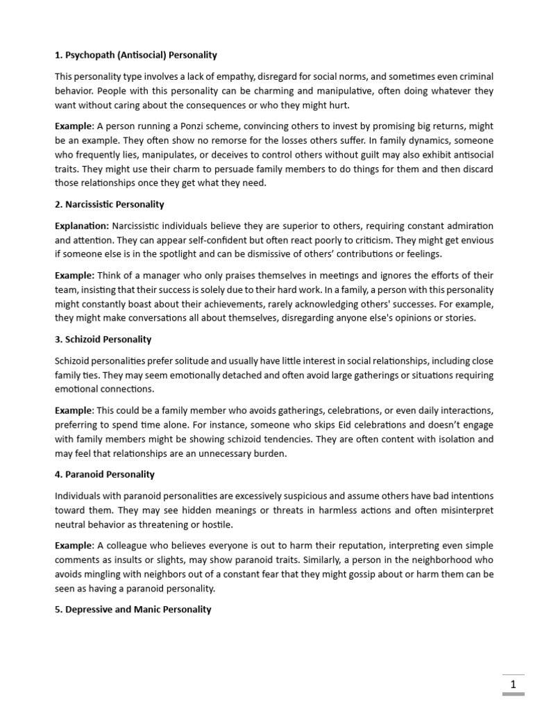 Types of Personality | PDF | Paranoia | Obsessive–Compulsive Disorder