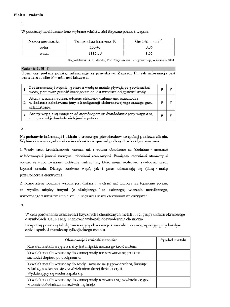 Blok S - Zadania | PDF