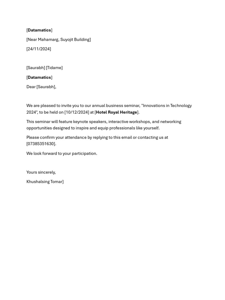 Informal Letter Format With Example | PDF