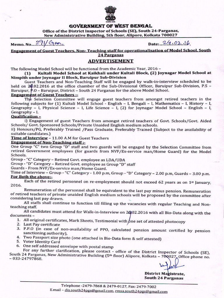 Engagement Guest Teacher NTS Model School | PDF