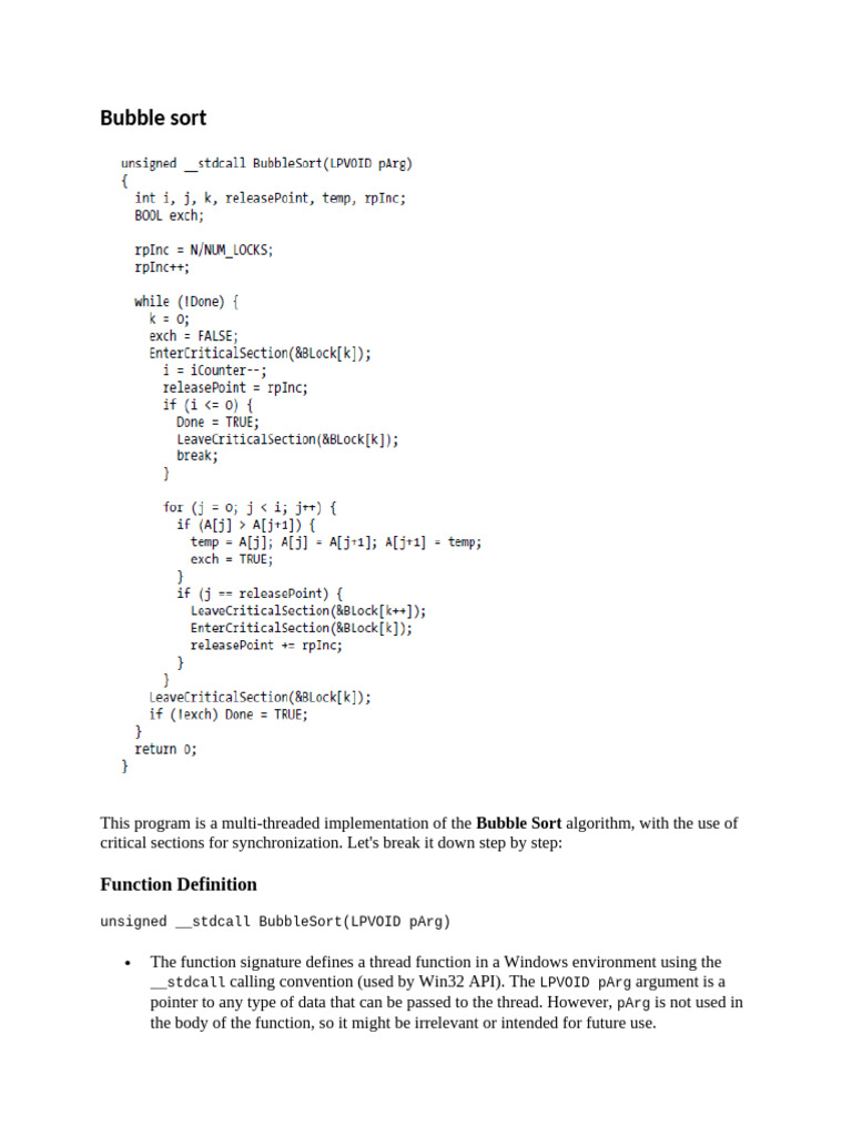 Bubble Sort-Win Threads | PDF | Thread (Computing) | Computer Science Bubble Sort-Win Threads | PDF | Thread (Computing) | Computer Science