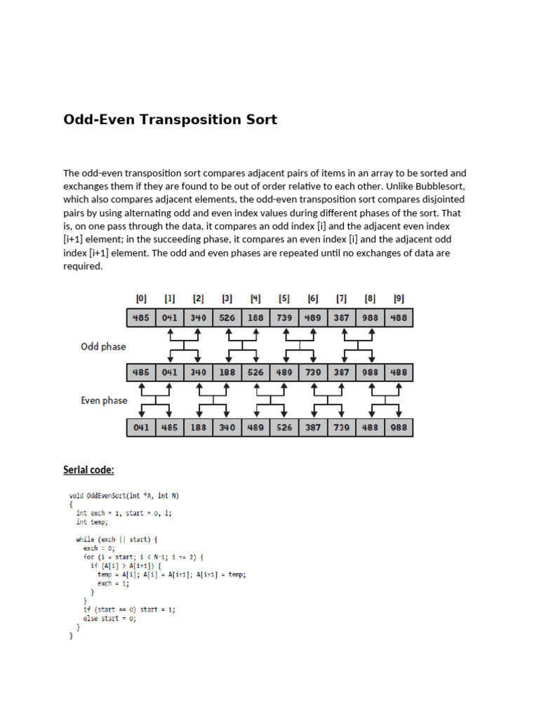 Odd-Even Transposition Sort | PDF