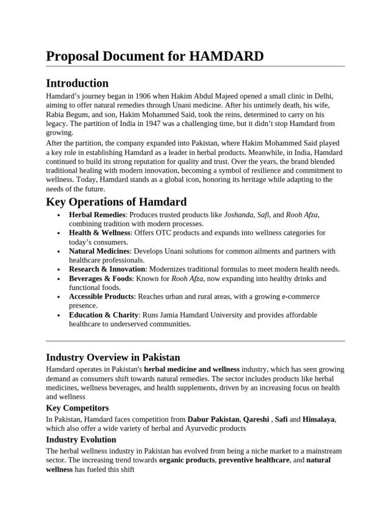 Hamdard's Strategic Growth Plan | PDF | Pricing
