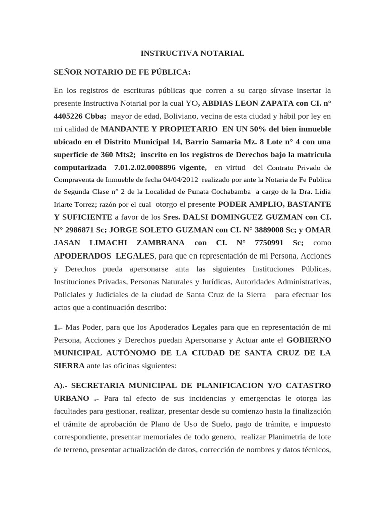 Instructiva Notarial (Abdias Leon Zapata) | PDF | Demanda judicial | Procedimiento Civil