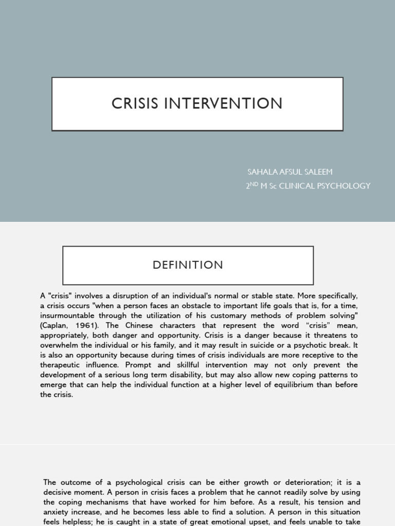 Crisis Intervention | PDF | Psychotherapy | Psychology