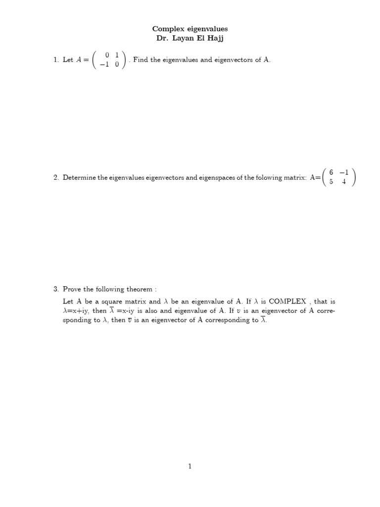 5.5 Complex Eigenvalues | PDF