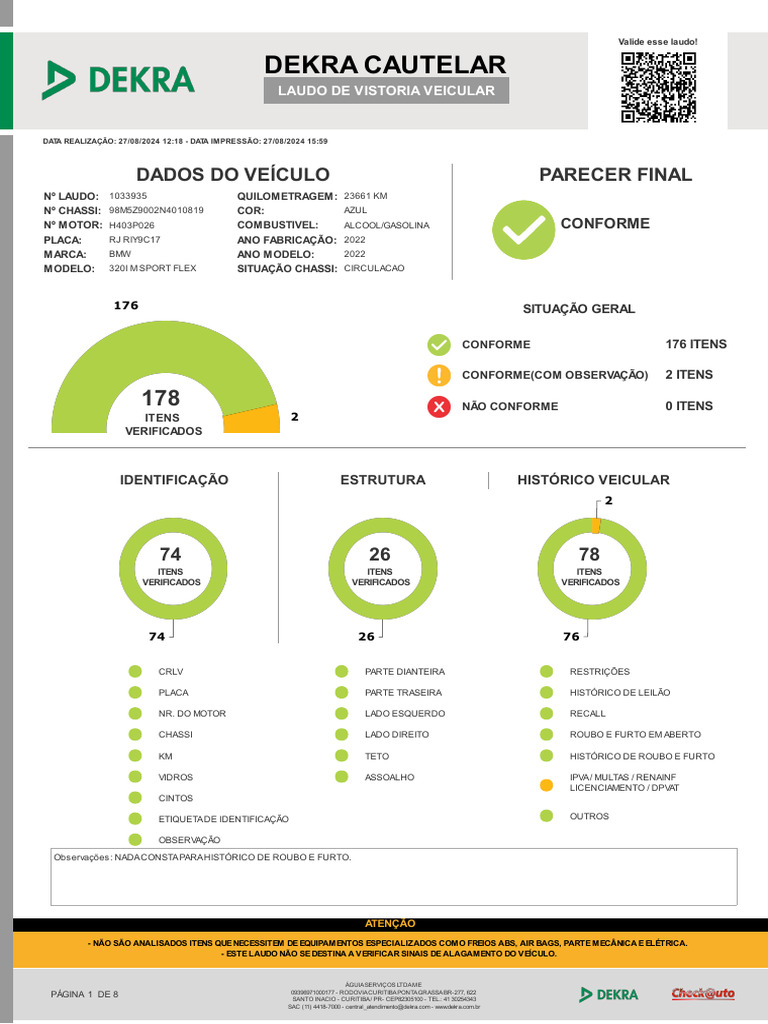 Dekra BMW 320i Azul Portimao Oyster | PDF | Brasil | Transporte