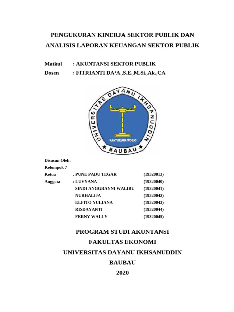 Pengukuran Kinerja Sektor Publik Dan Analisis Laporan Keuangan Sektor Publik | PDF
