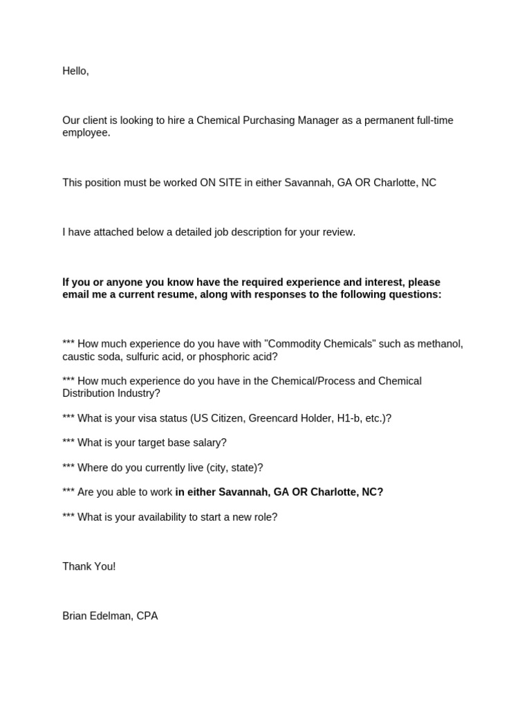 Chemical Purchasing Manager Role | PDF | Supply Chain | Market (Economics)