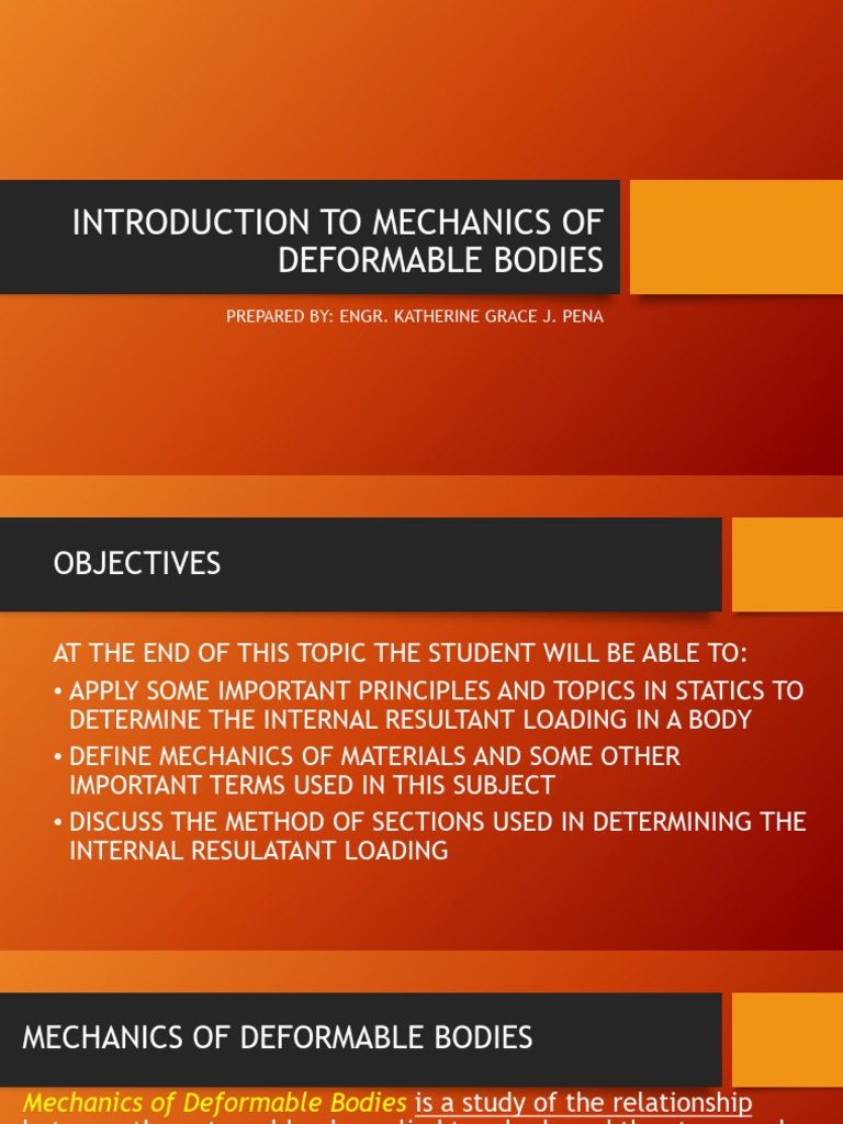 Introduction To Mechanics of Deformable Bodies | PDF | Strength Of Materials | Mechanics