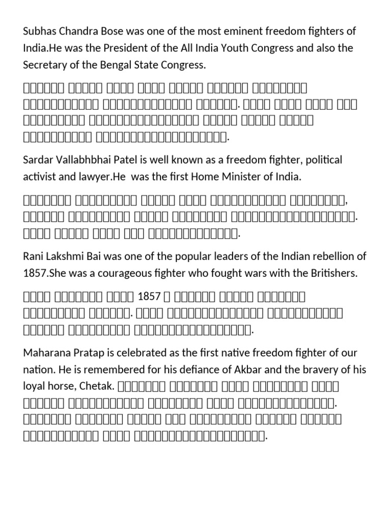 Freedom Fighters of India Points | PDF
