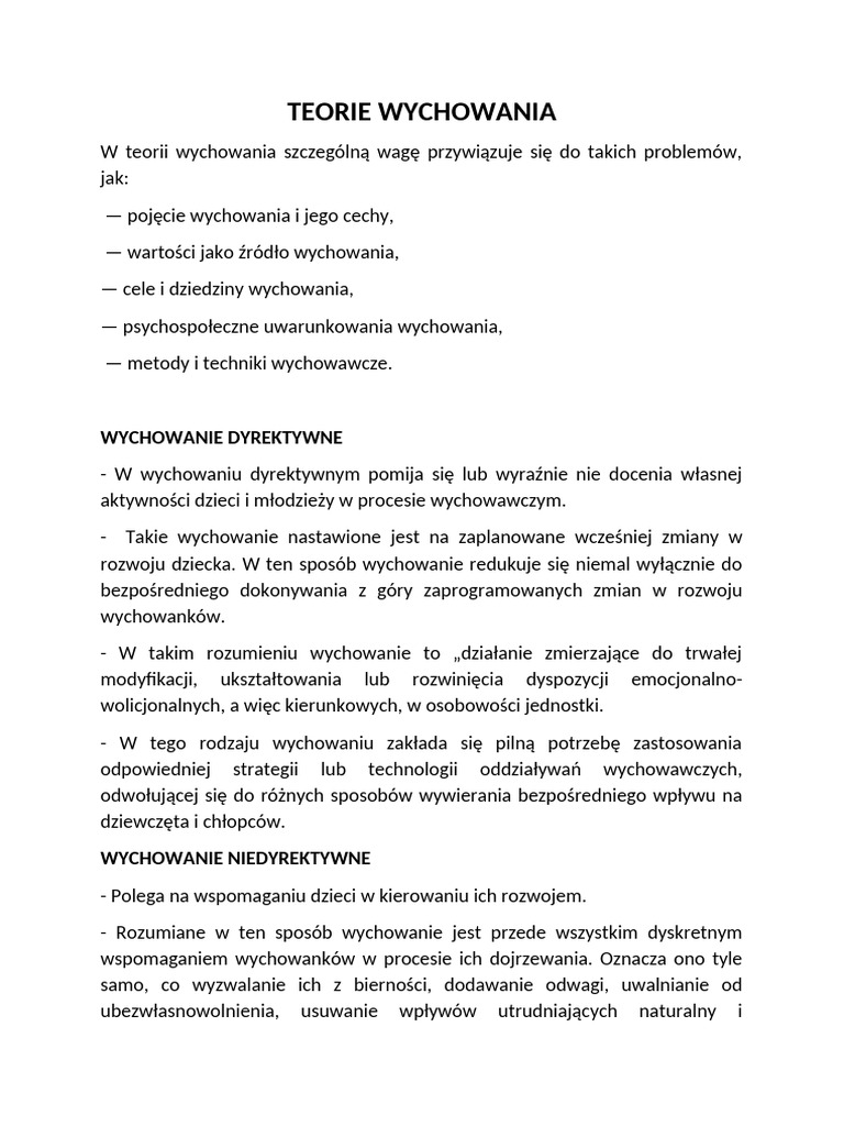 Teorie Wychowania | PDF
