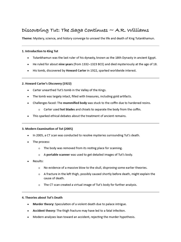Discovering Tut Short Notes XI | PDF | Tutankhamun | Ancient Egypt