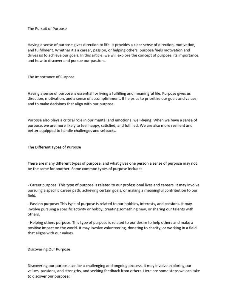 The Pursuit of Purpose | PDF | Goal | Motivational