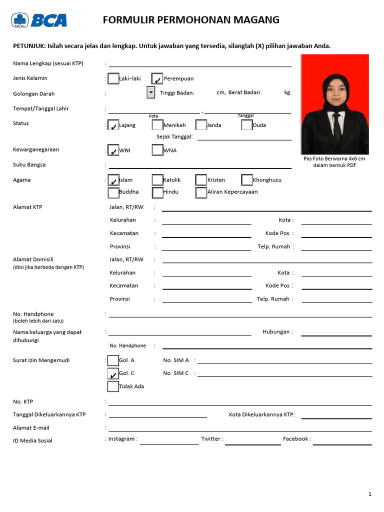 Formulir Permohonan Magang | PDF