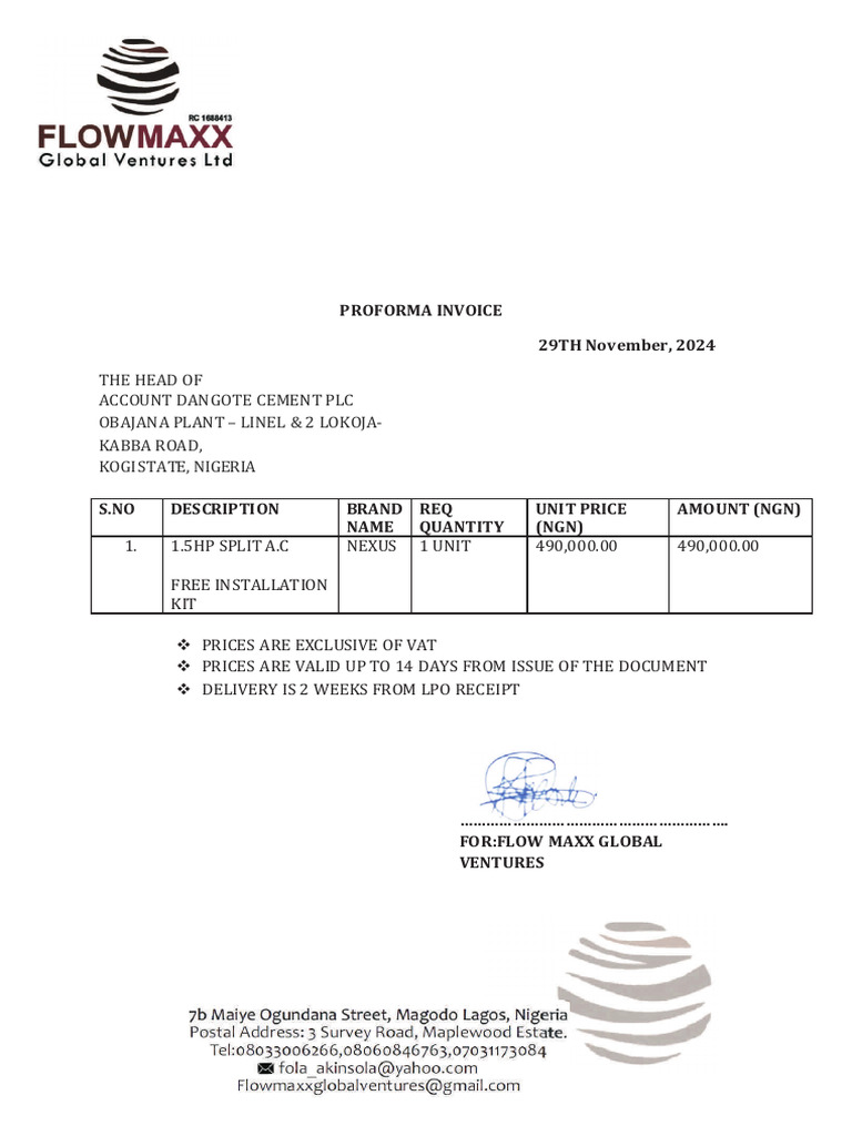 Proforma Invoice - 040553 | PDF