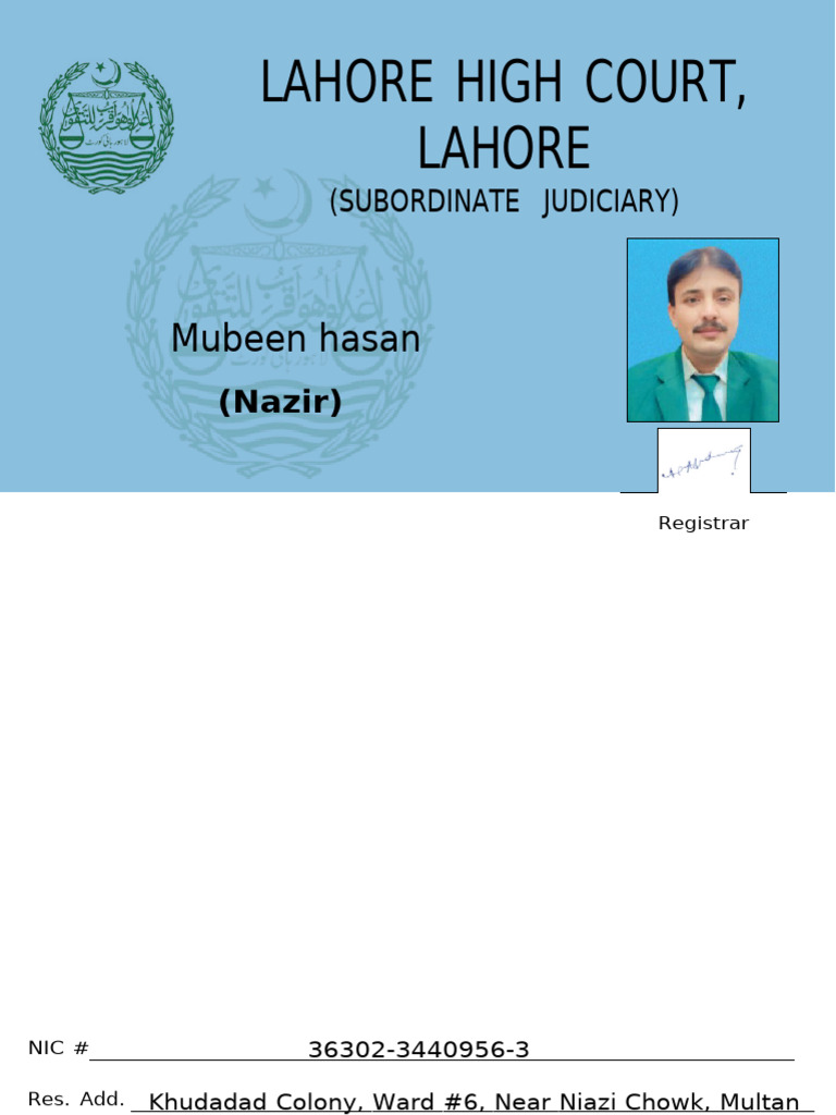 LHC Card (Tariq Sami) PDF | PDF