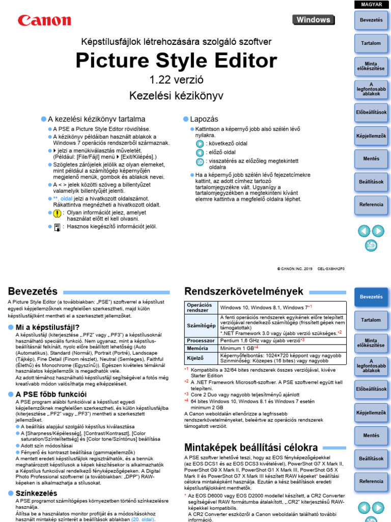 Picture Style Editor Windows Instruction Manual HU | PDF