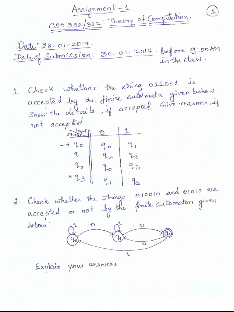 TheoryOfComputation-Assignment - 1 | PDF