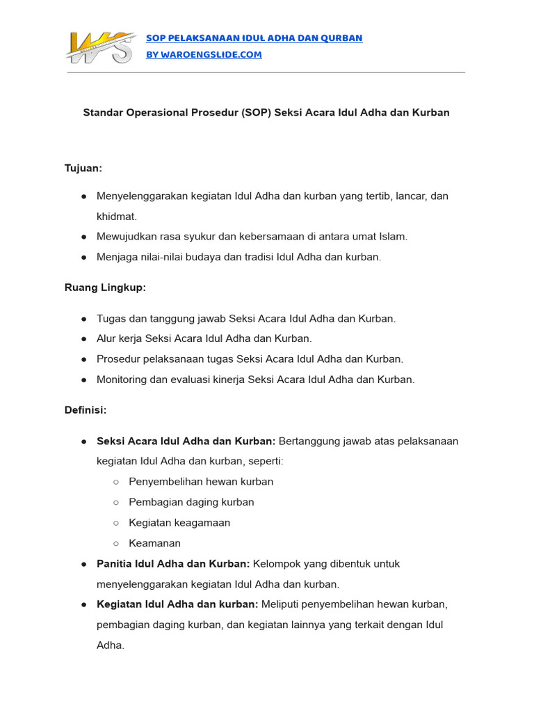 Standar Operasional Prosedur (SOP) Seksi Acara | PDF