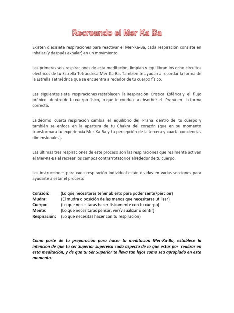Recreando El Mer Ka Ba | PDF | Respiración | Amor