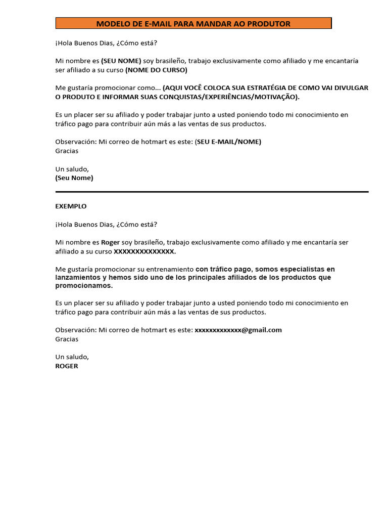 Modelo de Email para Produtor | PDF