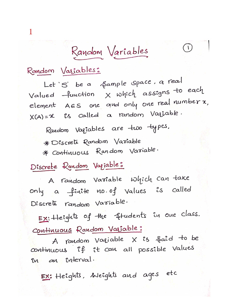 M-I Unit-1 Random Variables | PDF