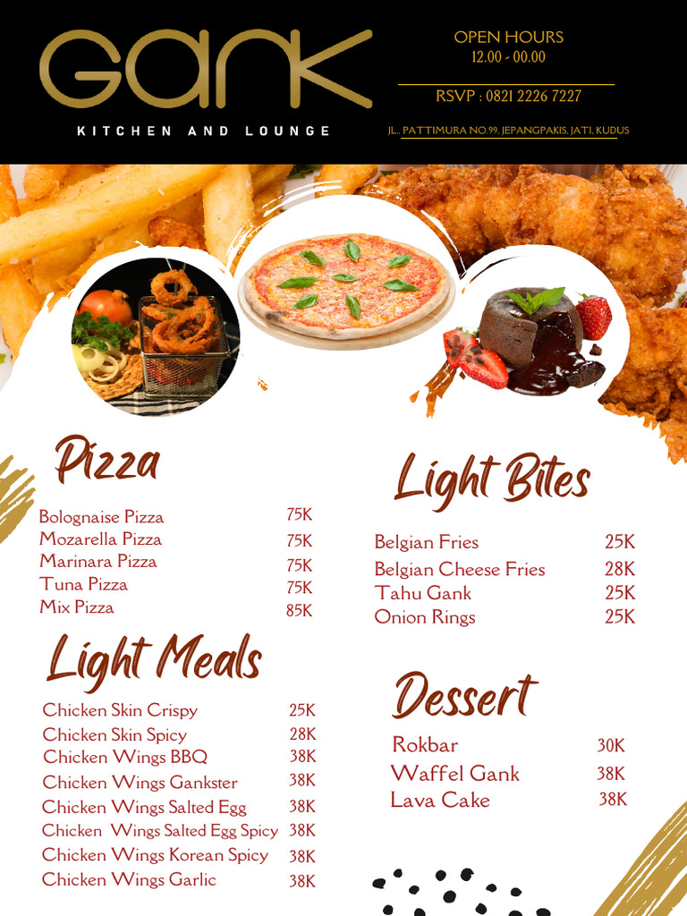 Gank Kitchen & Lounge Menu Overview | PDF | Hamburgers | Salad