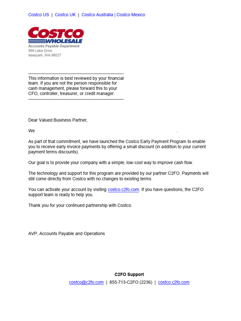 Costco Welcome Letter | PDF | Accounts Payable | Costco