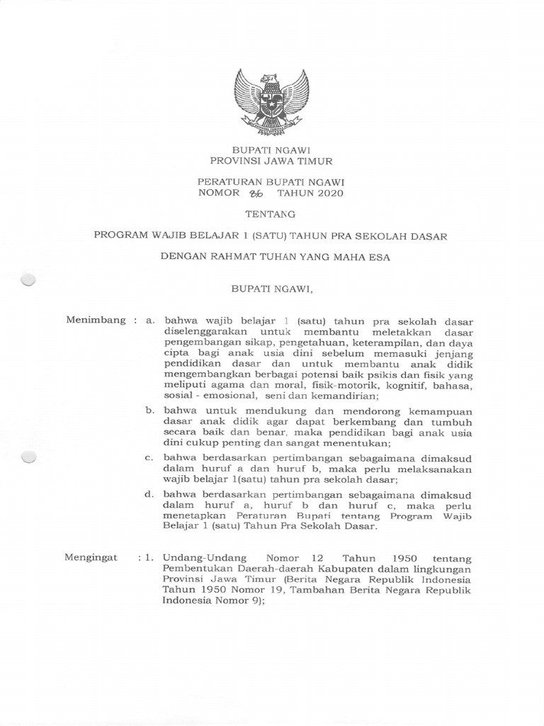 Perbup 86 Tahun 2020 | PDF