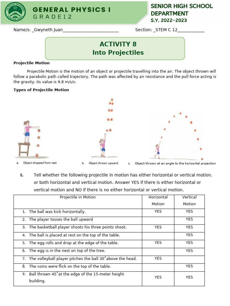 GP1 Activity 8 | PDF | Projectiles | Classical Mechanics
