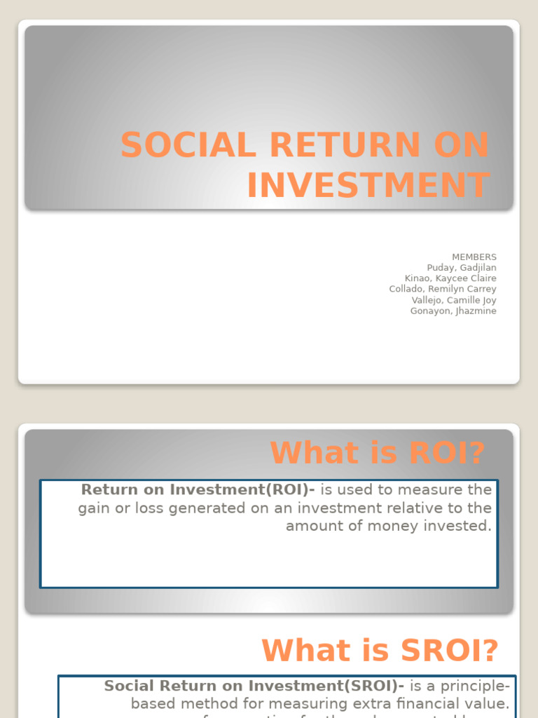 Social Return On Investment | PDF | Return On Investment | Business