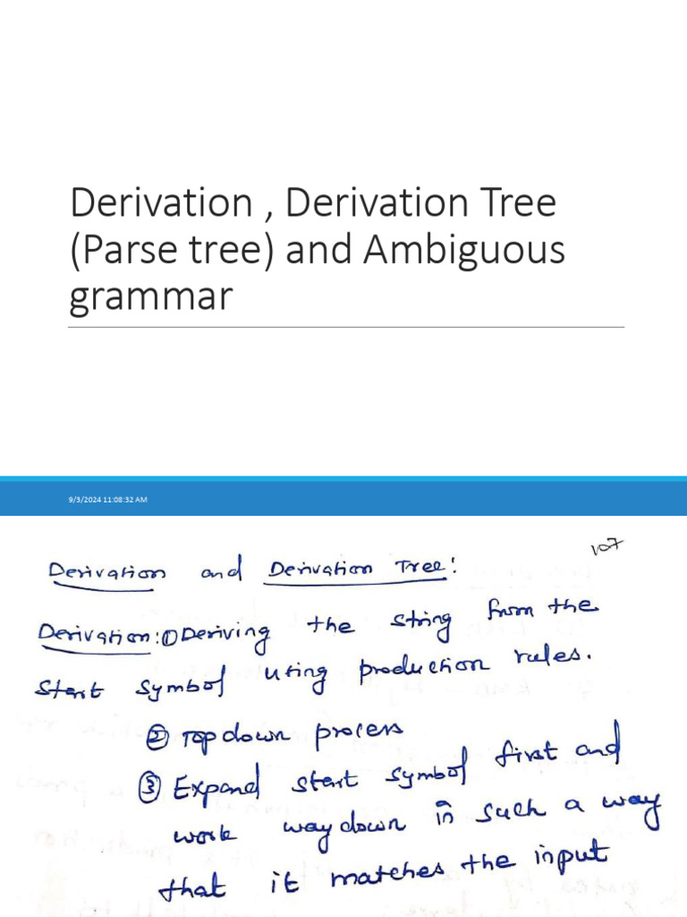Unit Iii 2 Derivation And Derivation Tree Parse Tree Veltech Pdf 8297