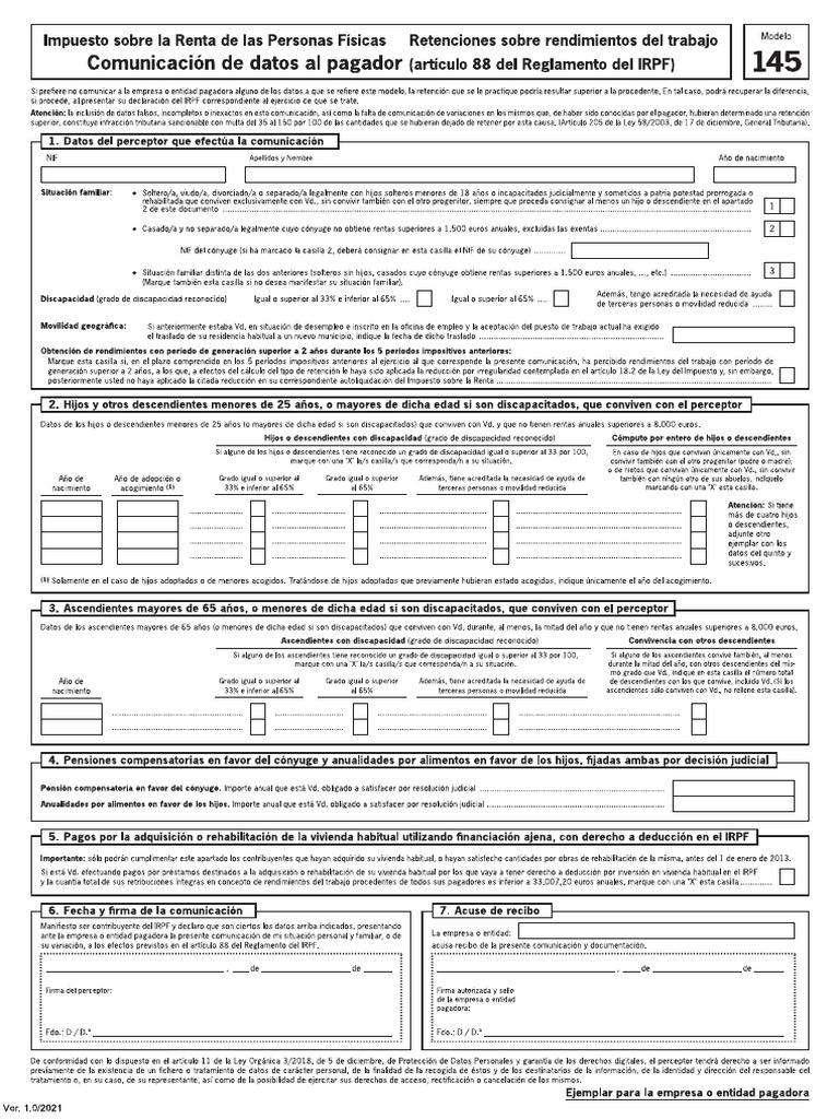 Modelo 145 | PDF