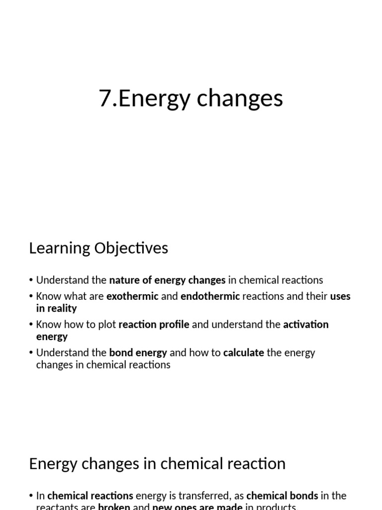 Energy Changes in Chemical Reactions | PDF | Chemical Reactions ...