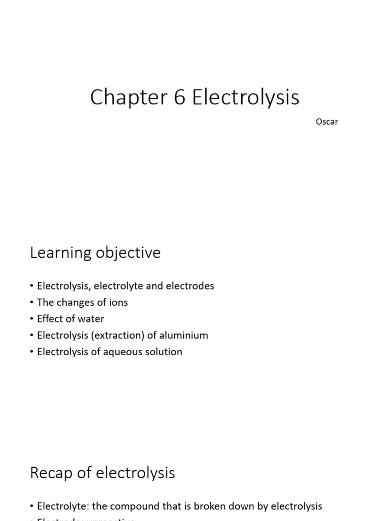 Chapter 6 Electrolysis | PDF