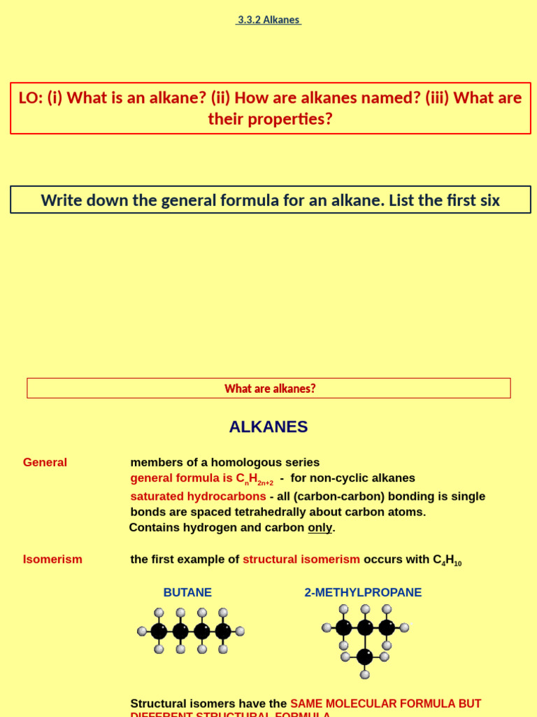 6.1 (3.3.2) Alkanes | PDF | Alkane | Isomer