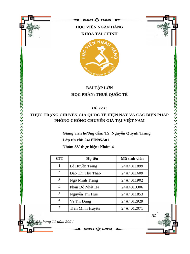 NHÓM 4 - BTL THUẾ QT | PDF