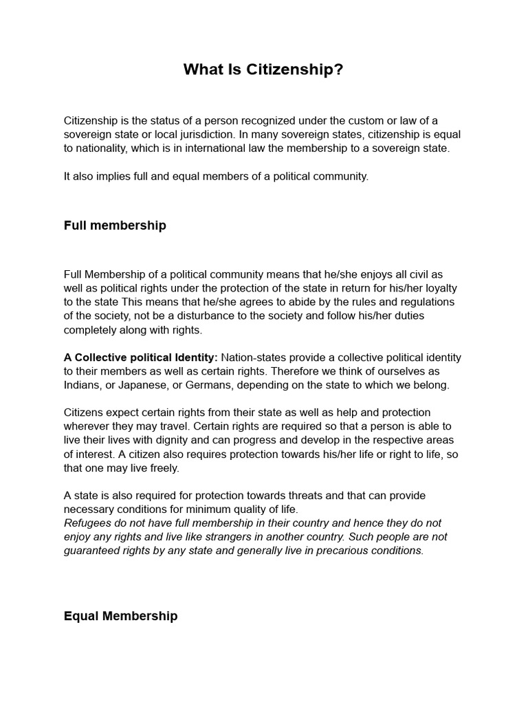 Citizenship | PDF | Citizenship | Refugee